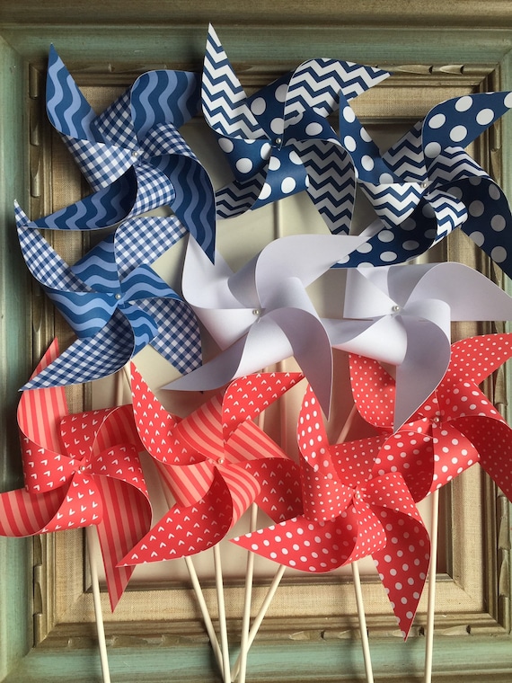 Patriotic Pinwheels Summer Nautical Pinwheel Boy Party BBQ 4th - Etsy