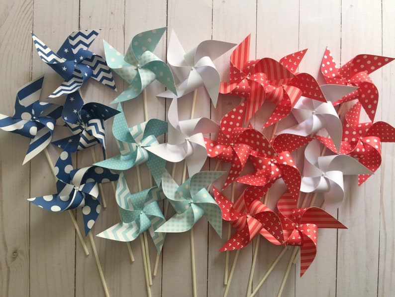 Summer Nautical Pinwheel Set Boy Party BBQ Patriotic Wedding - Etsy