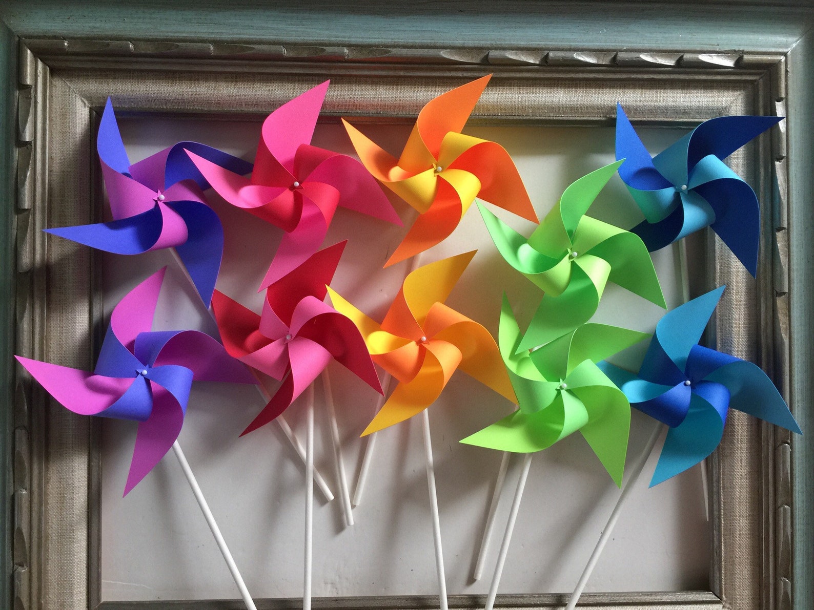 Rainbow Party Pinwheel Easter Table Decor Spinning Windmill - Etsy