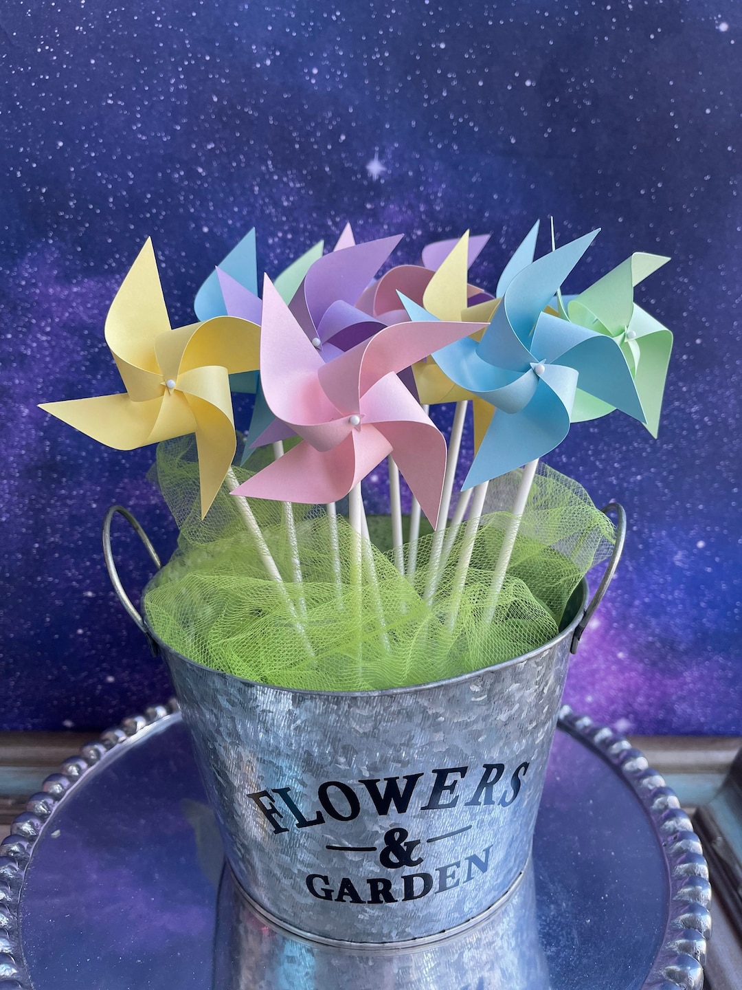 Rainbow Party Pinwheel Easter Pinwheel Cupcake Topper Rainbow ...