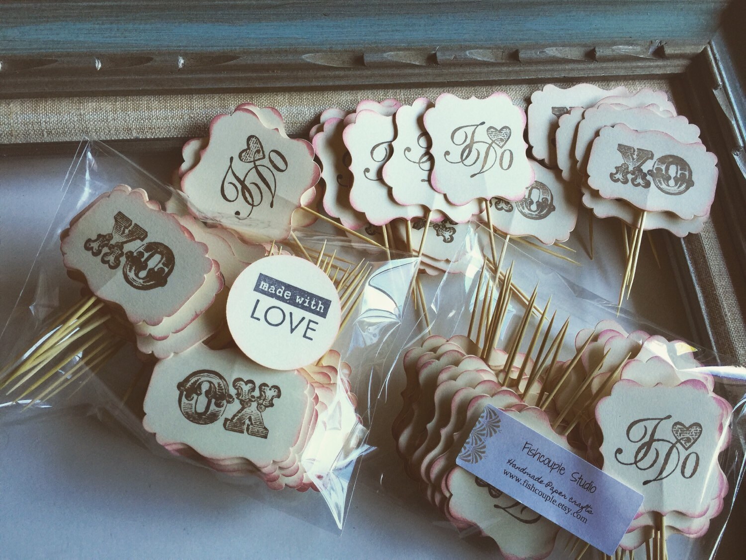 Rustic Wedding Cupcake Toppers Vintage Shabby Romantic I Do / | Etsy