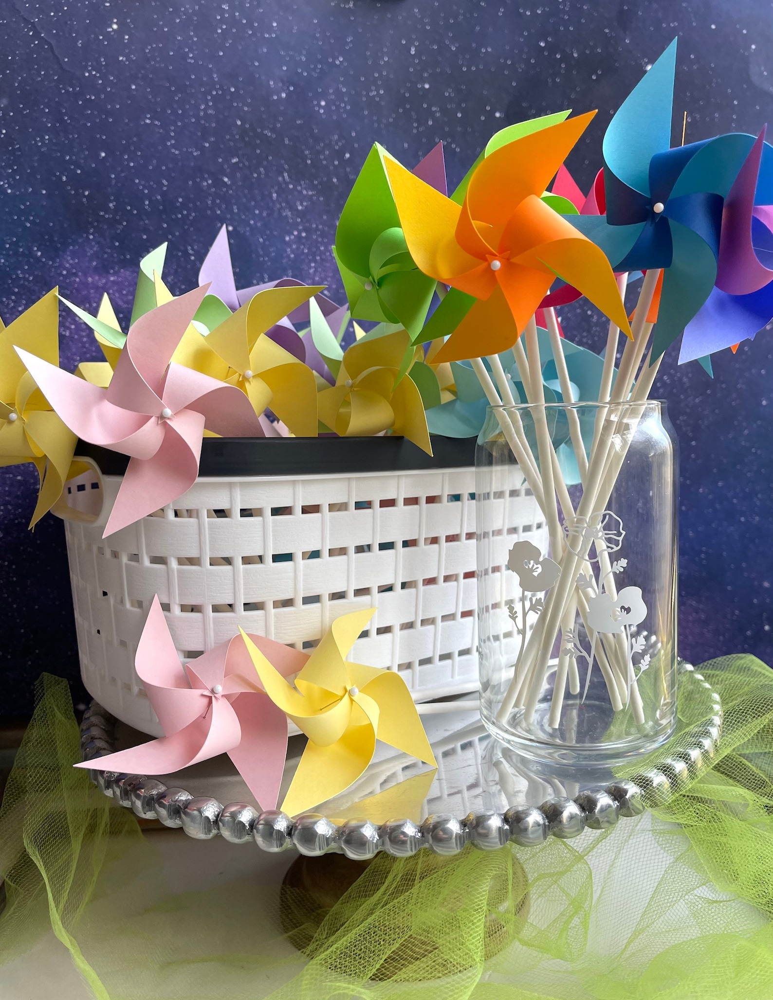 Rainbow Party Pinwheel Easter Pinwheel Cupcake Topper Rainbow ...