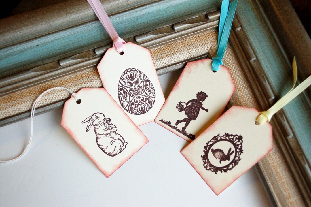 Easter Gift Tags Vintage Spring Bunny Rabbit Eggs Easter Wedding Party ...