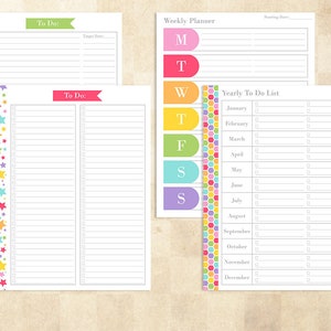 Planning Printables Rainbow Daily Planner Weekly Planner - Etsy
