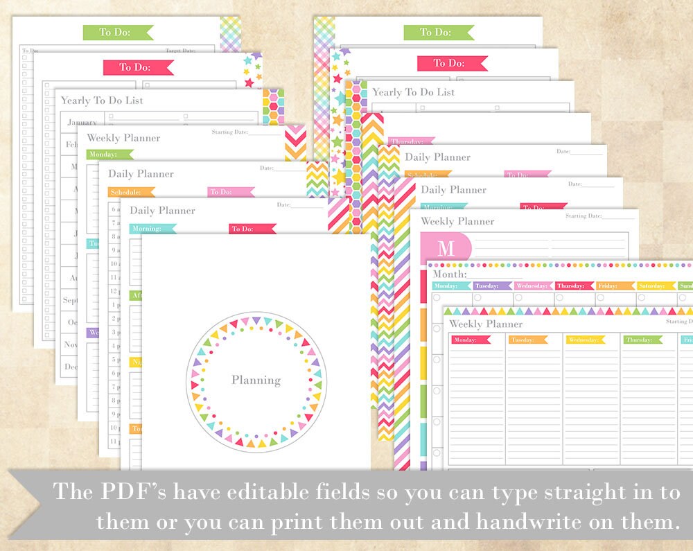 Planning Printables Rainbow Daily Planner Weekly Planner - Etsy