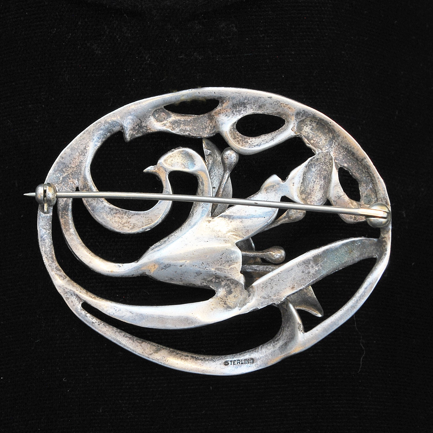 Vintage Pin Vintage Heavy Sterling Silver Flower Pin - Etsy