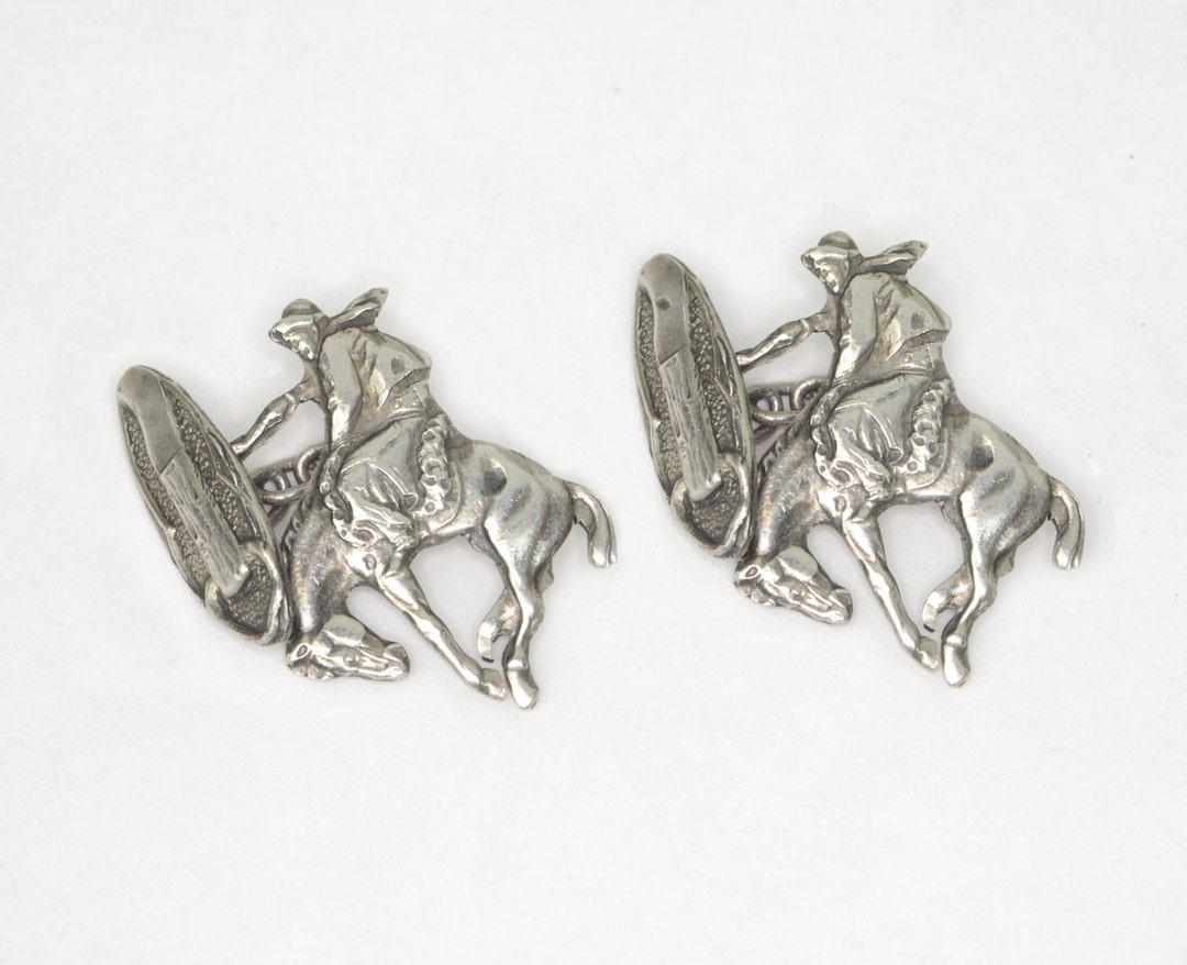 Vintage Cuff Links - Vintage Sterling Silver Cowboy Cuff Links - Etsy