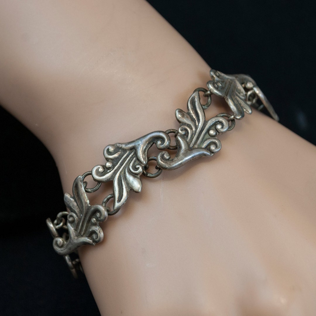 Vintage Sterling Silver Link Bracelet - Etsy