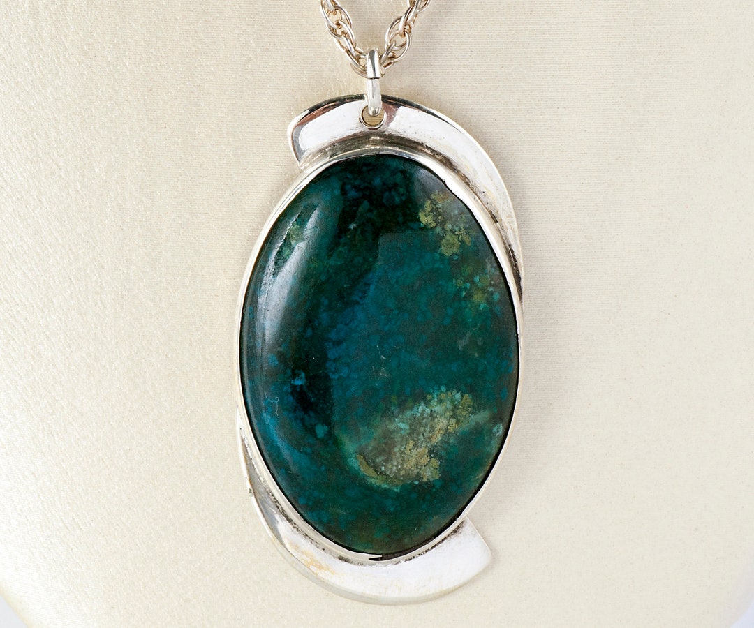 Vintage Necklace - Vintage Azurmalachite Sterling Silver Necklace - Etsy
