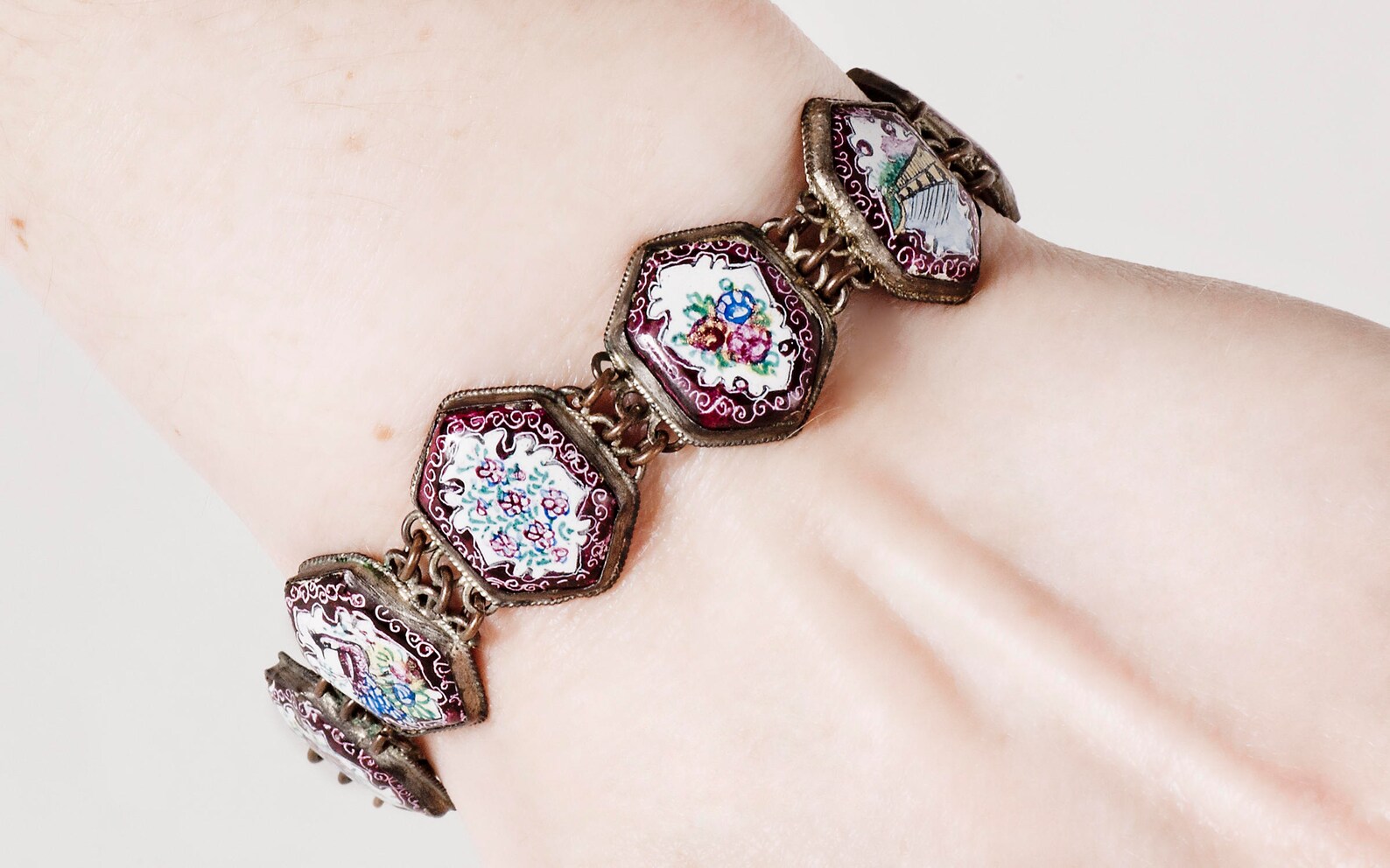 Antique Bracelet - Antique 19th Century Hand Painted Porcelain Bracelet ...
