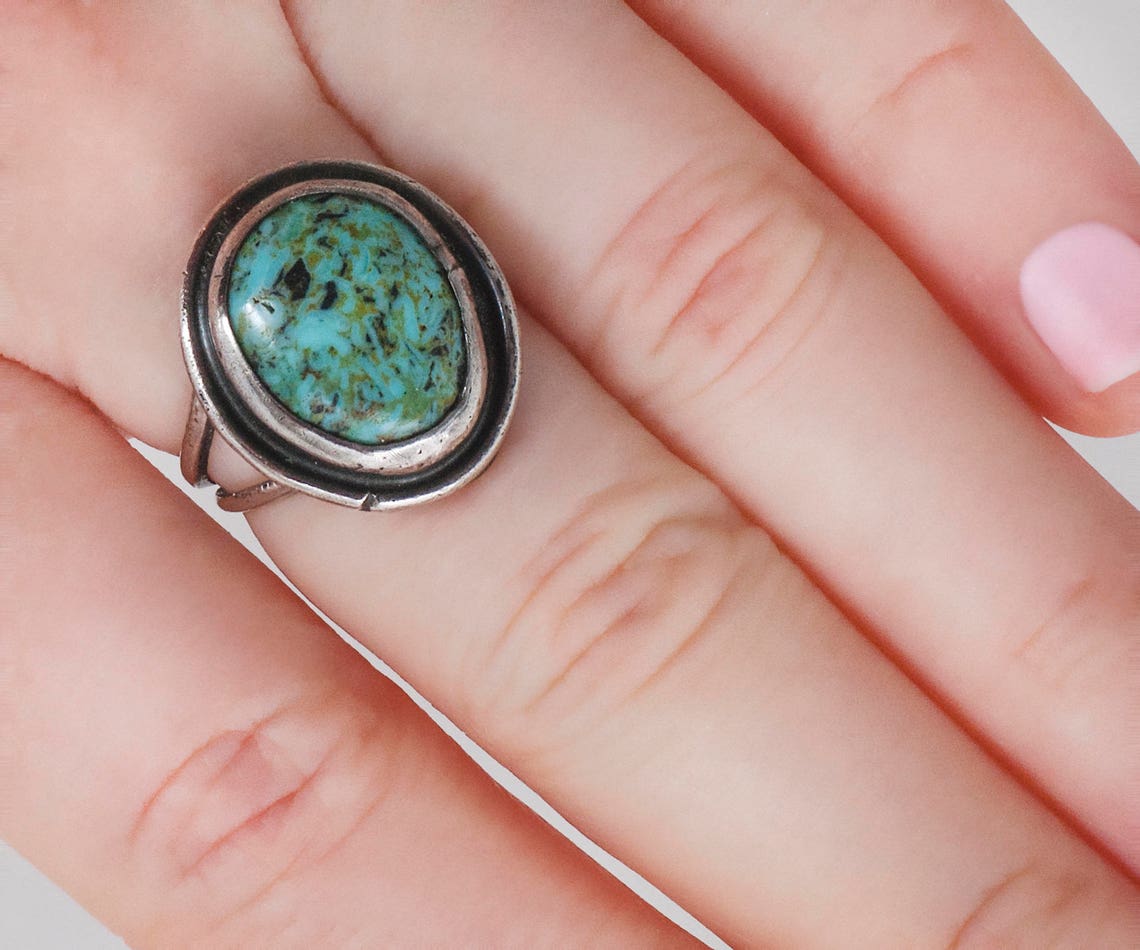 Vintage Ring Vintage Sterling Silver Turquoise Ring - Etsy