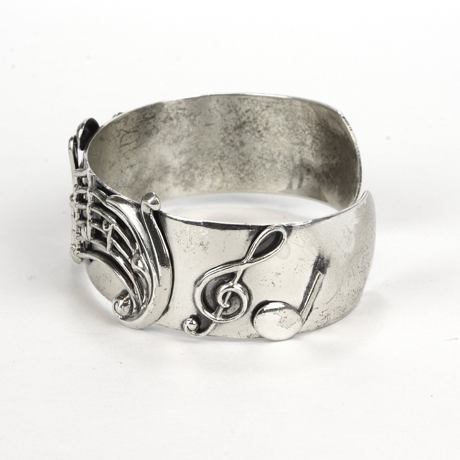 Sterling Cuff Sterling Silver Musical Note Cuff - Etsy