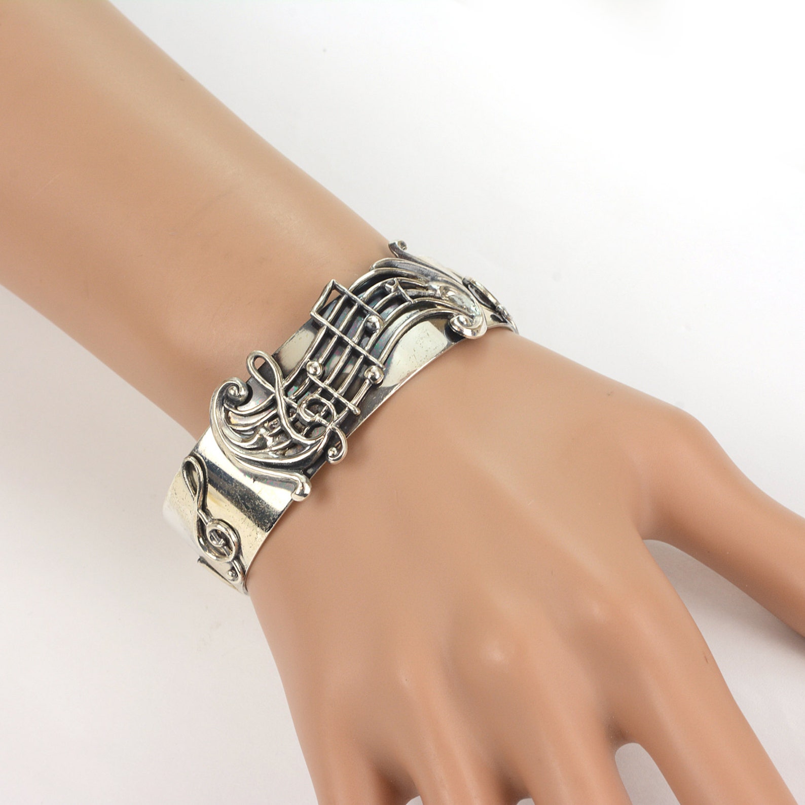 Sterling Cuff - Sterling Silver Musical Note Cuff - Etsy