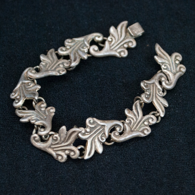 Vintage Sterling Silver Link Bracelet - Etsy