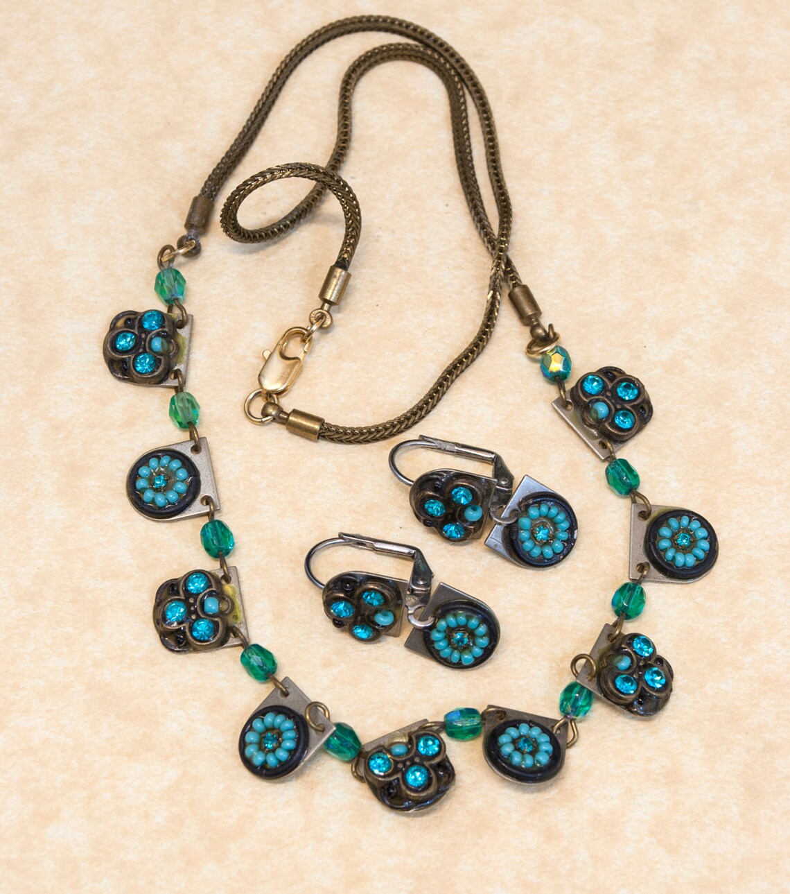 Vintage Necklace - Designer Adaya Necklace and Dangle Earring Set From ...