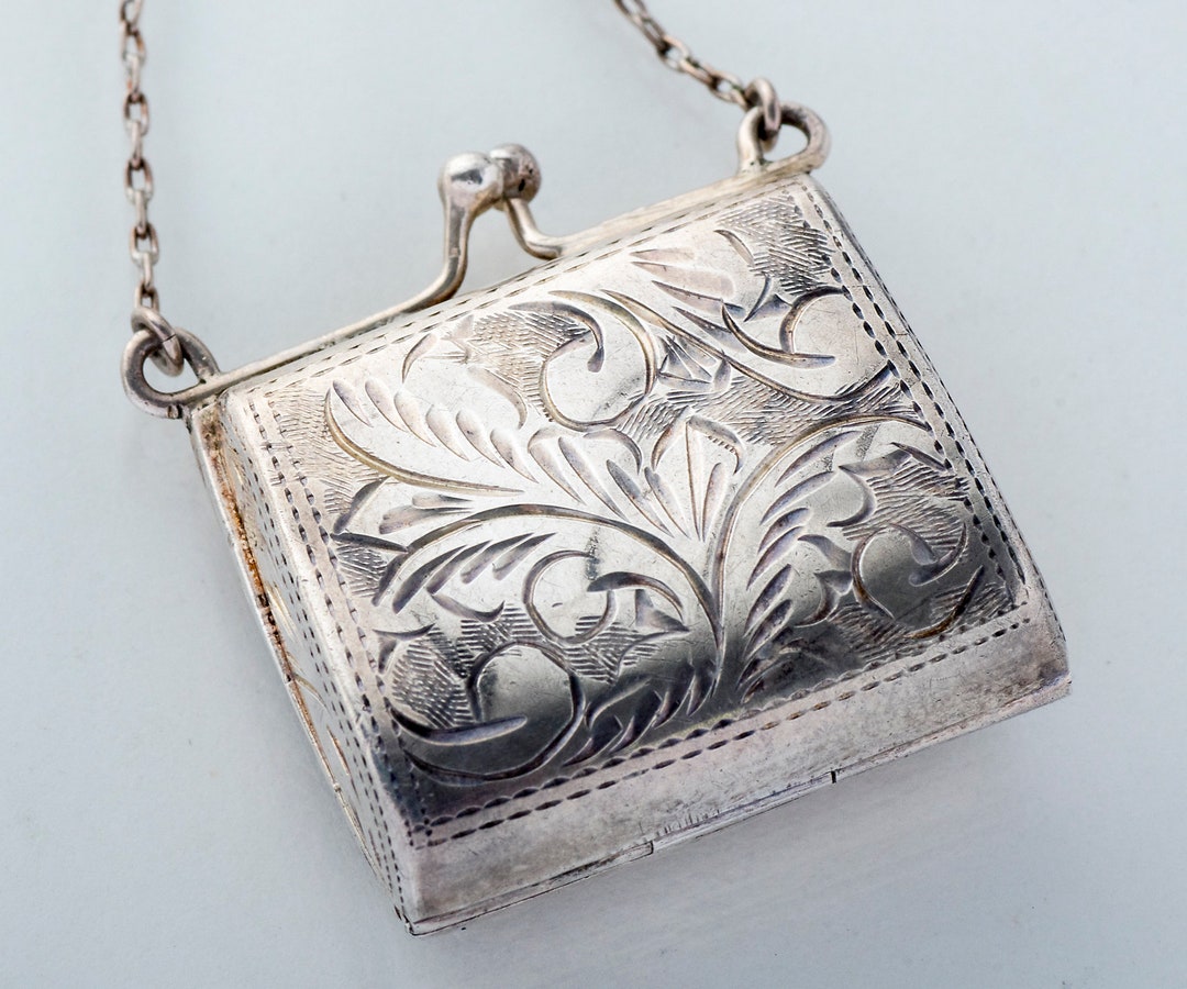 Vintage Pendant - Vintage Sterling Silver Purse Locket/pendant - Etsy