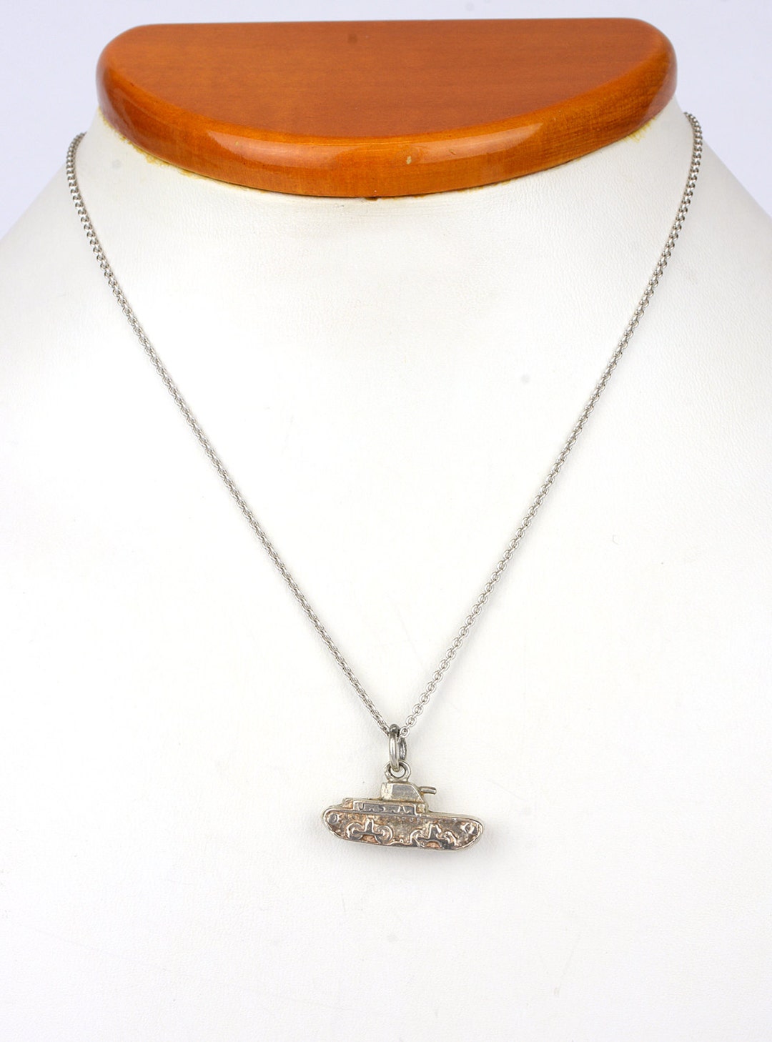 Antique Necklace - Antique Sterling Silver Military Tank Charm Necklace ...