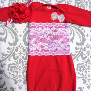 Red Baby Gown,take Home Outfit, Newborn Gown, Christmas Newborn Outfit ...