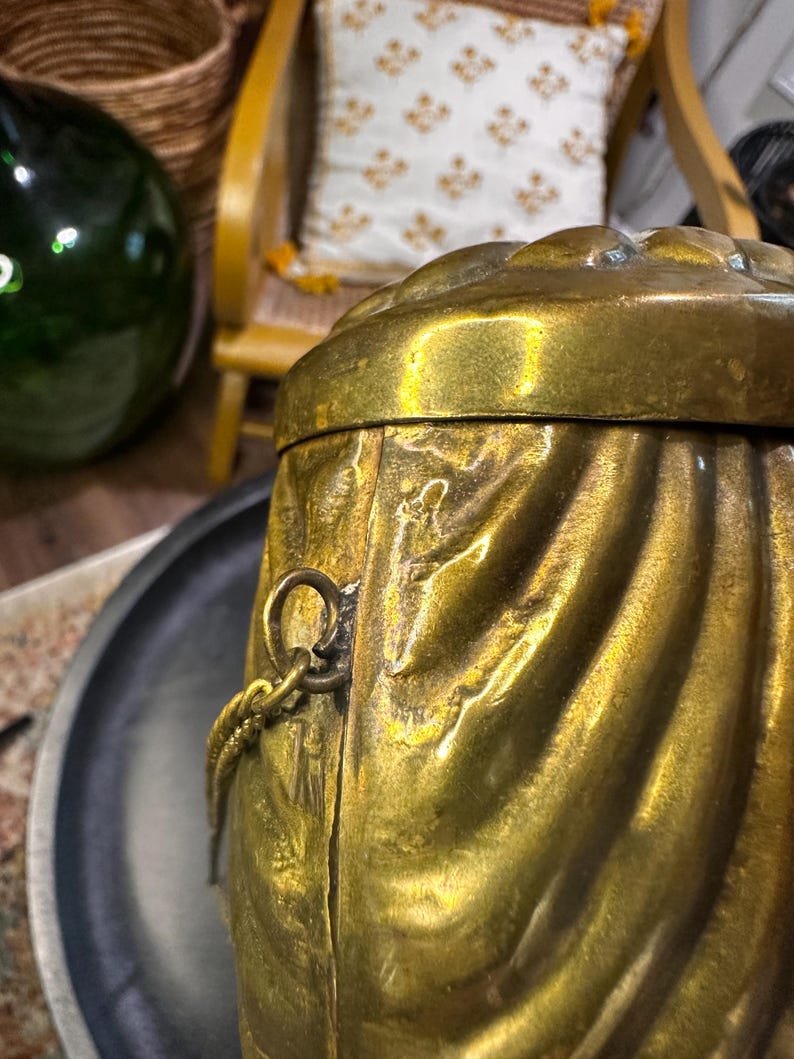 Antique Solid Brass Deco Clam Shell Purse Chain Strap Velvet Lined ...