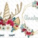 Christmas Reindeer Unicorn Clipart PNG Floral Watercolor Hand Painted ...