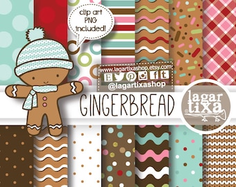 Christmas Gingerbread Man Digital Paper Clipart Cookies for - Etsy