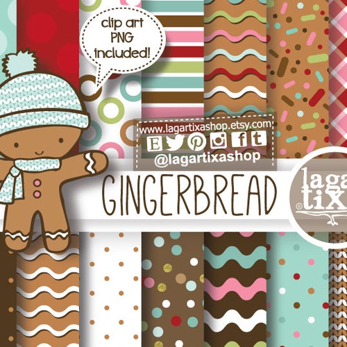 Christmas Gingerbread Man Digital Paper Clipart Cookies for - Etsy