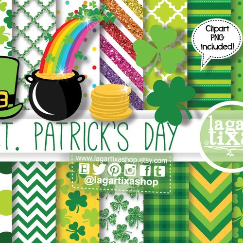 St. Patrick's Day Digital Paper and Clip Art Clipart - Etsy
