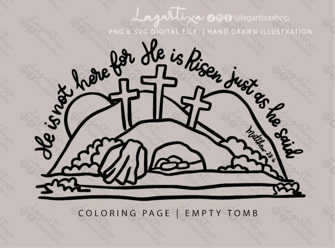 Jesus Christ's Resurrection Tomb, Outline Coloring Page, Instant ...