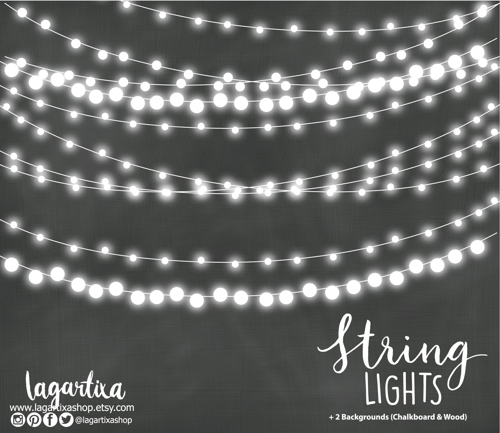 White String Lights Clipart