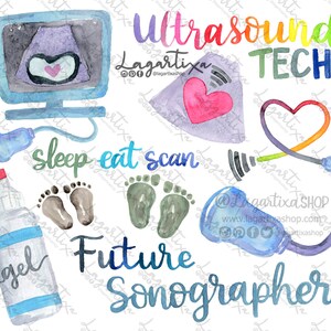 Ultrasound Tech Sonographer Watercolor Clipart Sublimation Images Hand ...