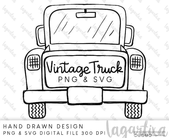 Vintage Truck Clipart PNG Cut Files SVG Hand Drawn ART Doodles | Etsy