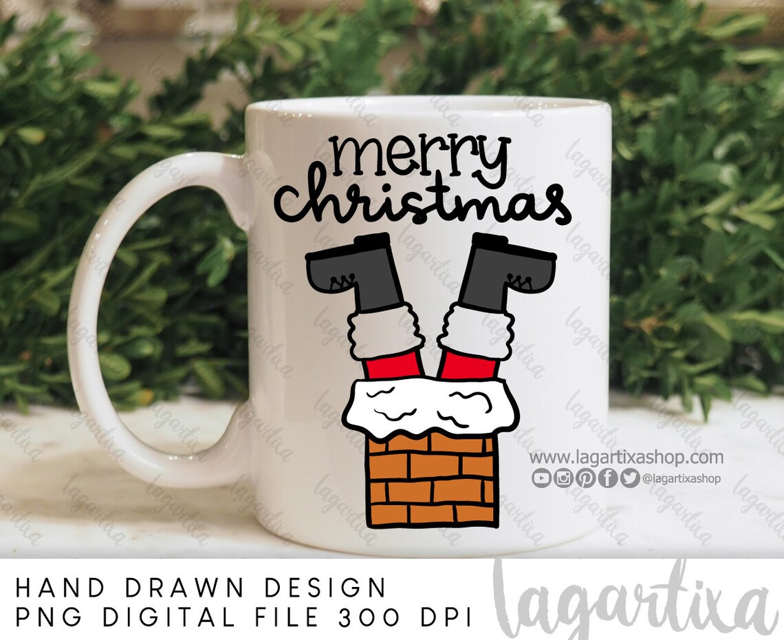 Merry Christmas Santa Claus Chimney Clipart PNG for - Etsy