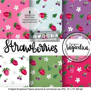 Strawberry Floral Seamless Pattern Watercolor Hand Painted Design ...