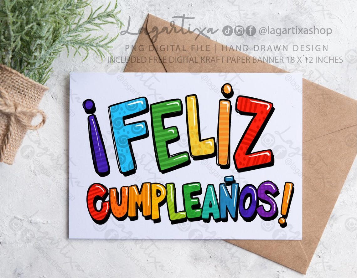 Spanish Happy Birthday | Feliz Cumpleaños | Digital Sign Handwritten ...