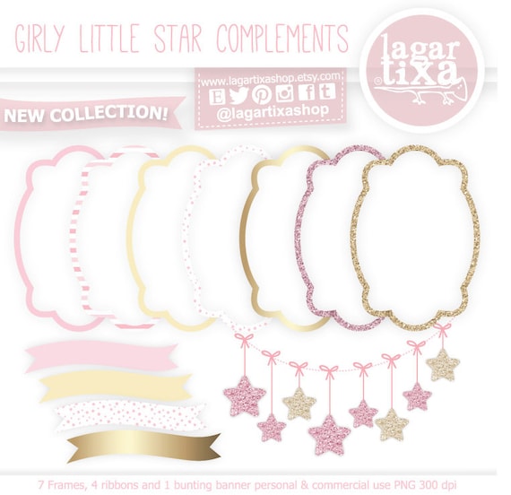 Para Invitaciones Marcos rosas banner listones Estrellas | Etsy