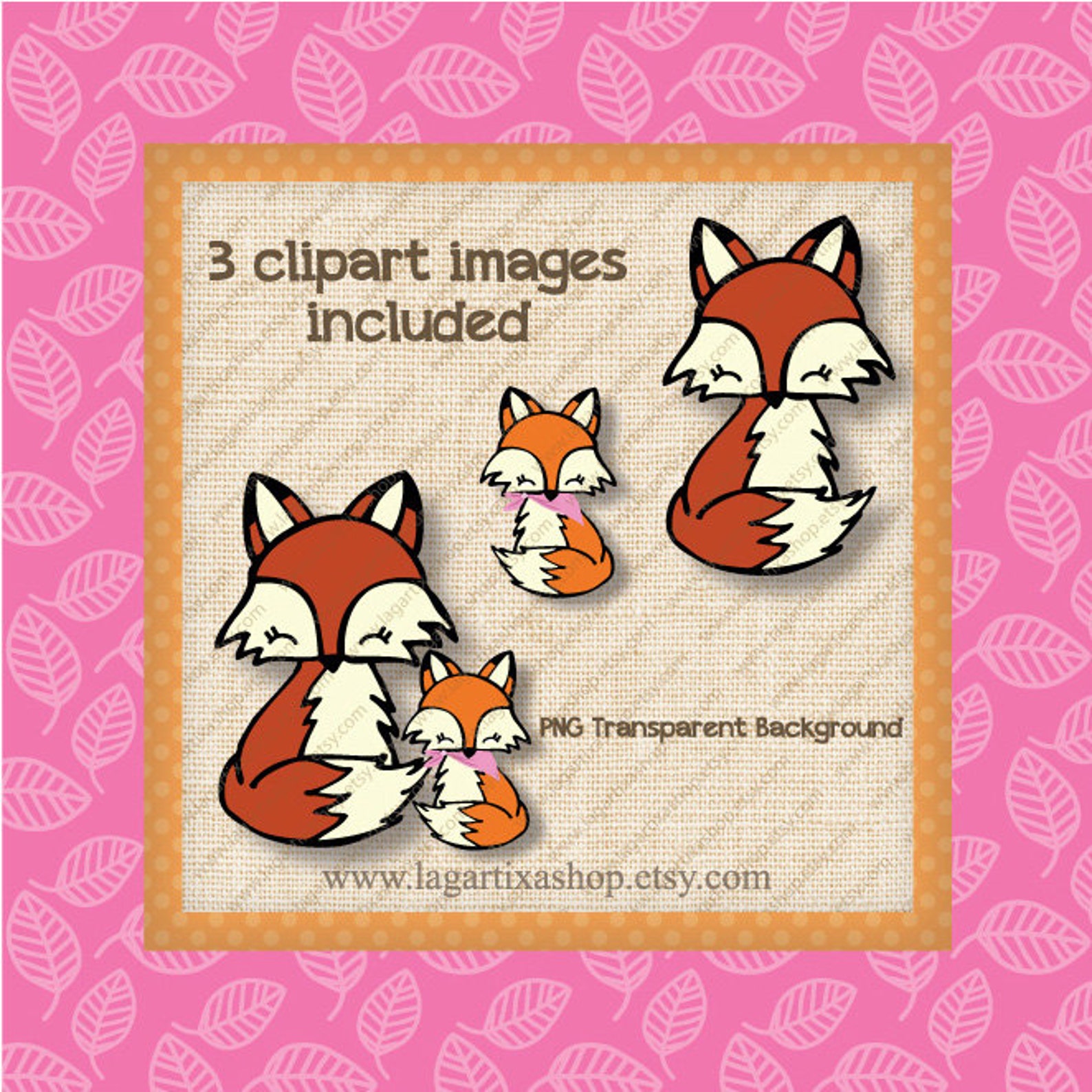 Girly Fox Digital Paper and Clipart Clip Art Fox Mom Baby | Etsy