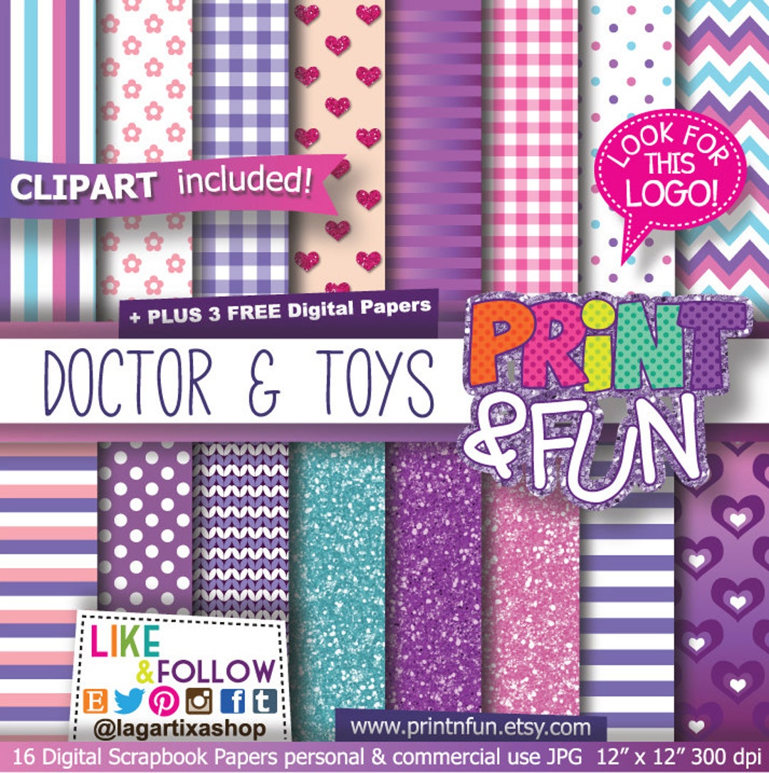 Digital Paper Purple, Pink, Turquoise Patterns Backgrounds Scrapbooking ...