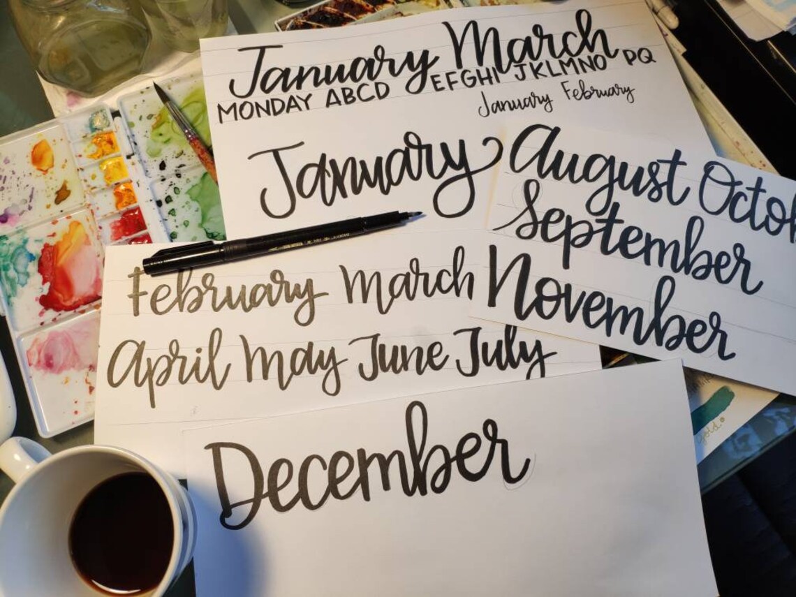 Digital Stickers PNG Months of the Year Gold Glitter - Etsy