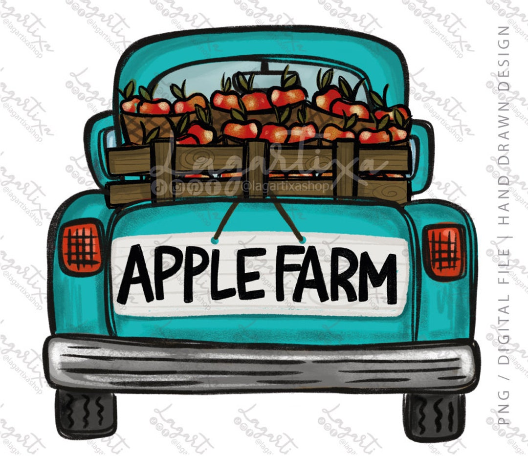 Farm Apple Truck Sublimation Happy Thanksgiving Hand Drawn Digital ...