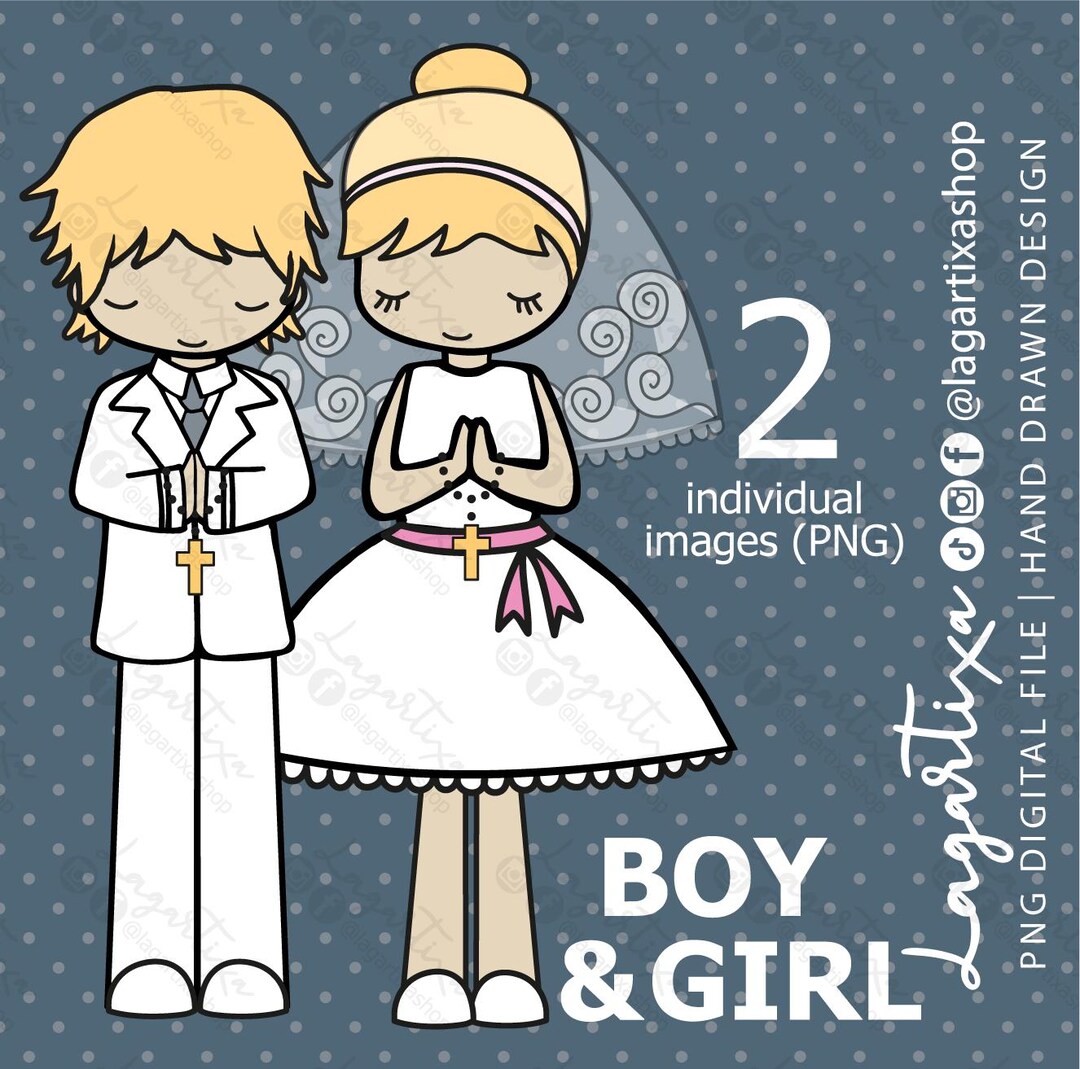 First Holy Communion Boy & Girl | Blonde Clipart Decorations Png ...