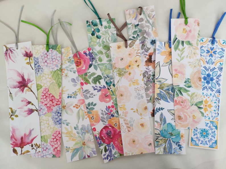Floral Printable Bookmarks, Hand Painted Watercolor Flowers PDF Digital ...