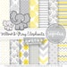 Yellow and Gray Grey Damask Digital Paper Patterns for Invitations ...