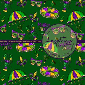 Mardi Gras Seamless GLITTER Digital Paper Carnival Purple, Parade Fat ...
