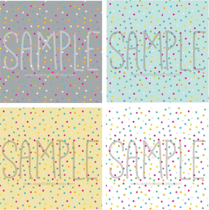 Confetti Raining Digital Paper Pastel Rainbow Fuchsia Teal Lime Red ...