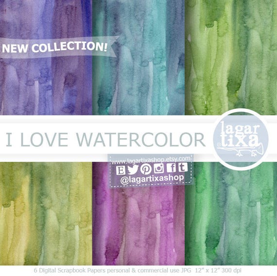 Fondo Abstracto Textura de Acuarela Verde Limon Azul Morado - Etsy México