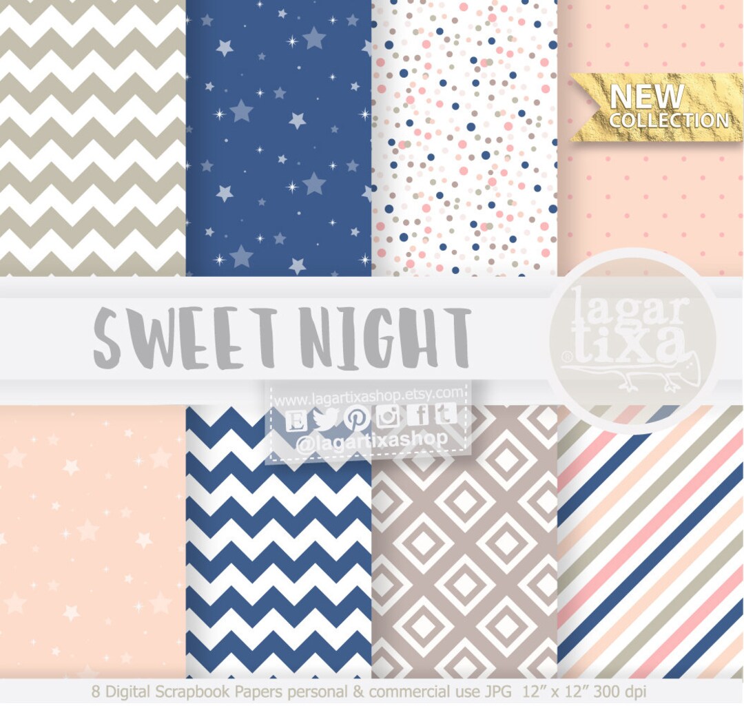 Coral Pink Salmon Stars Patterns Pale Pink, Navy and Grey Pastel ...