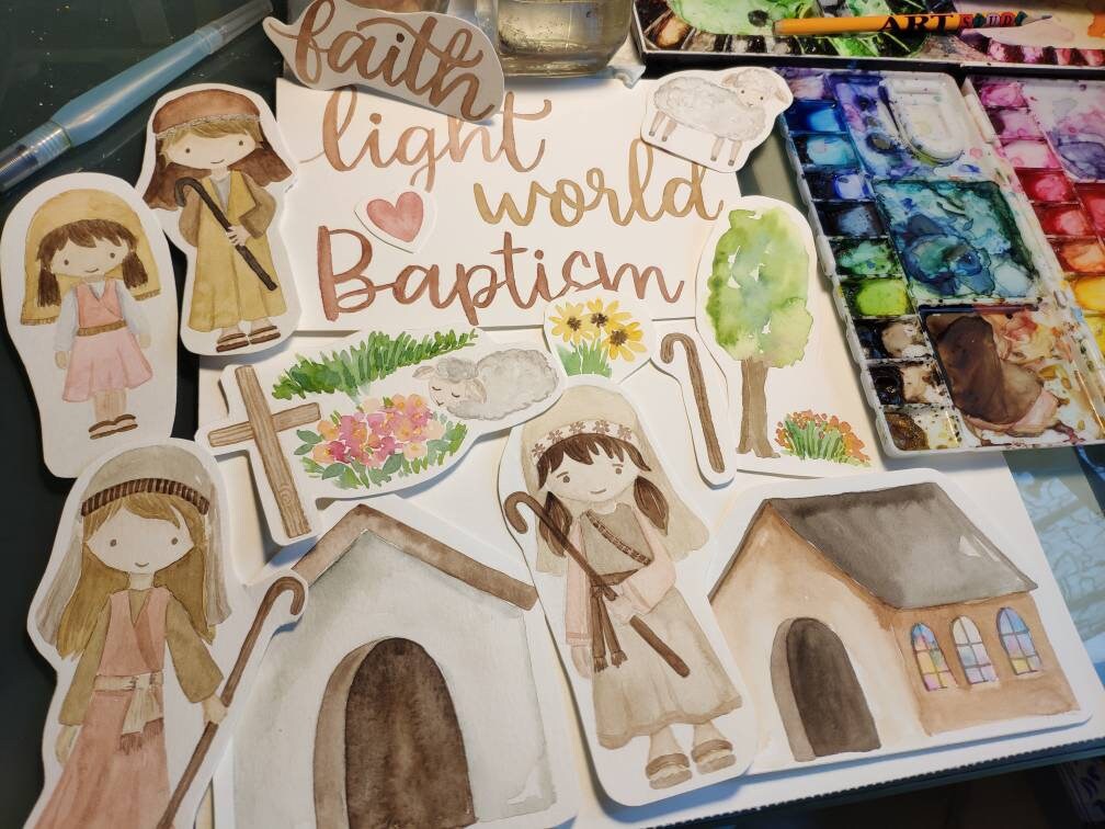 First Communion Baptism Watercolor Religious Shepherd Boy and | Etsy