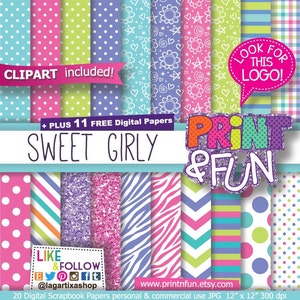 Girly Fancy Floral Animal Print Digital Paper Patterns Backgrounds ...