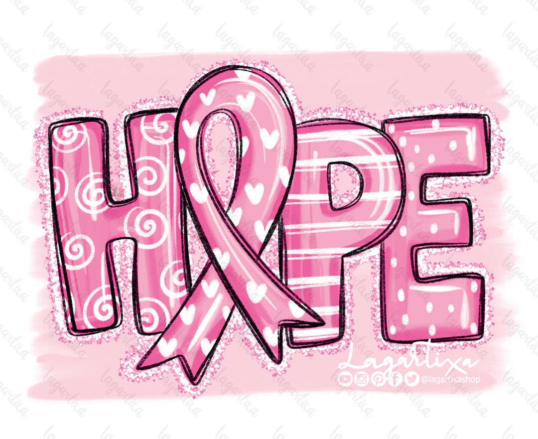 HOPE Breast Cancer Awareness Sublimation PINK Ribbon Digital File Image ...
