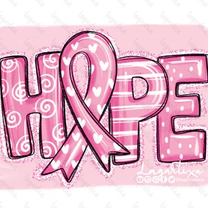 HOPE Breast Cancer Awareness Sublimation PINK Ribbon Digital File Image ...